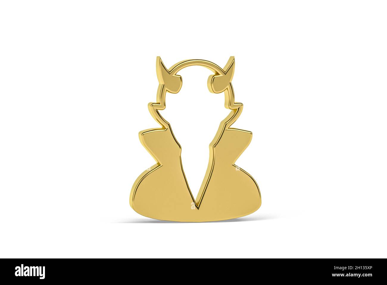 Golden devil icon isolated on white background - 3D render Stock Photo ...
