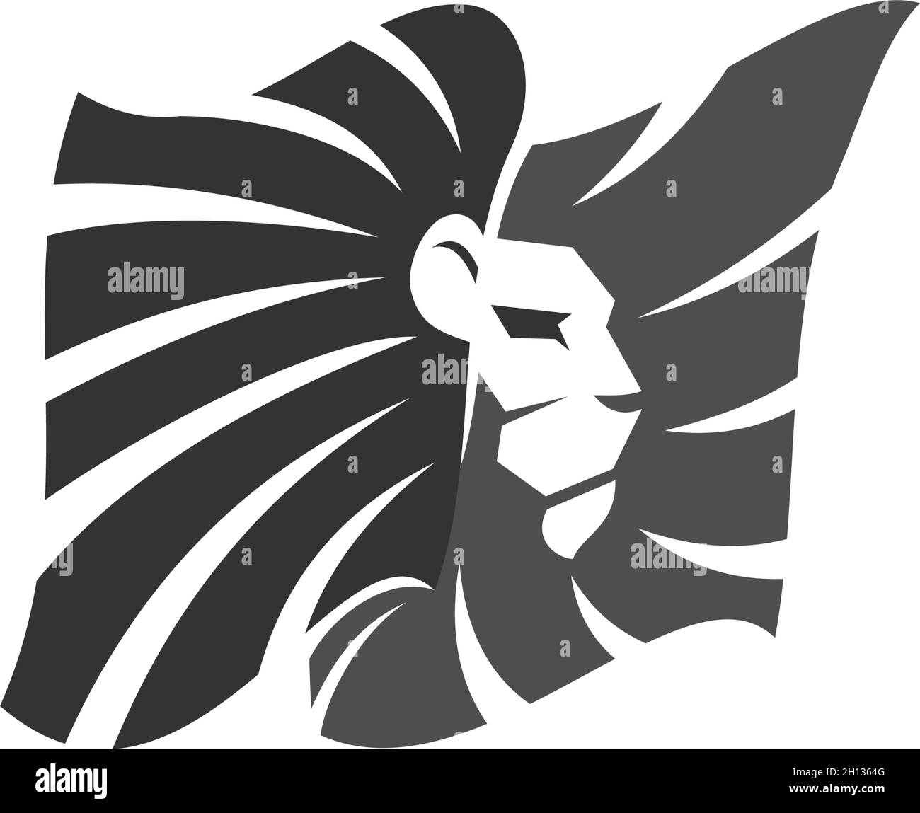 Lion in Flag Illustration Template Emblem Mascot Stock Vector Image ...