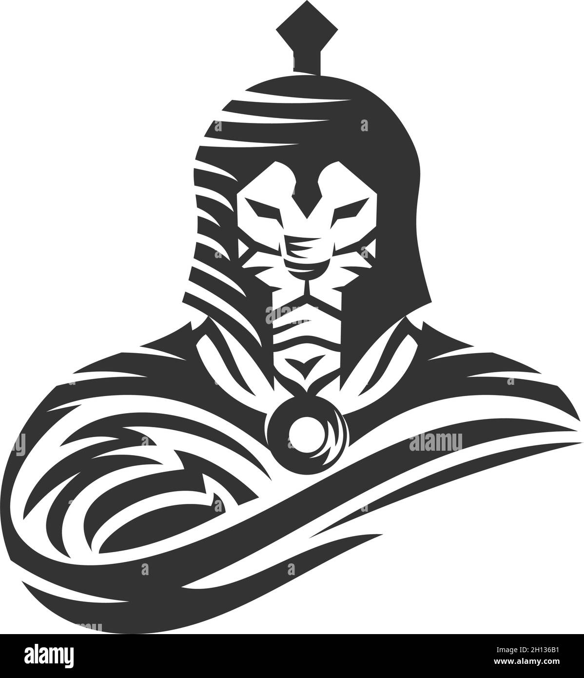 Lion Warrior Spartan Template Illustration Emblem Mascot Isolated Stock ...