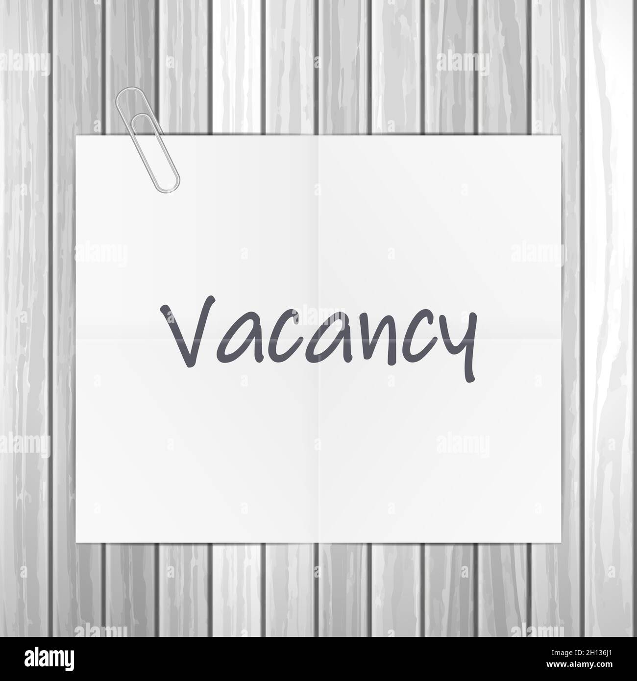 Notepad vacancy text on wooden background. Vector illustration Stock ...