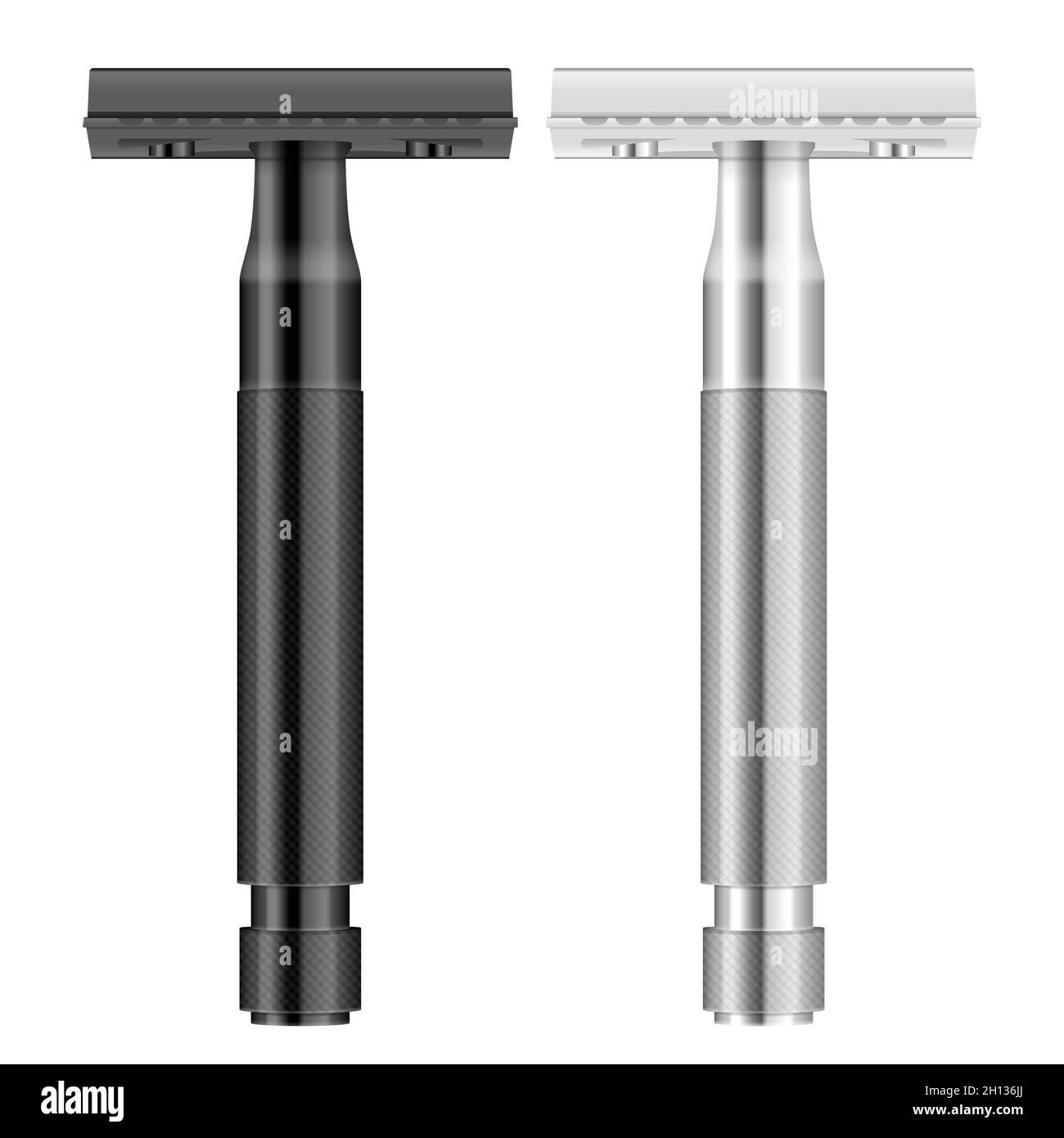 Classic safety razor set on a white background. Vector illustration ...