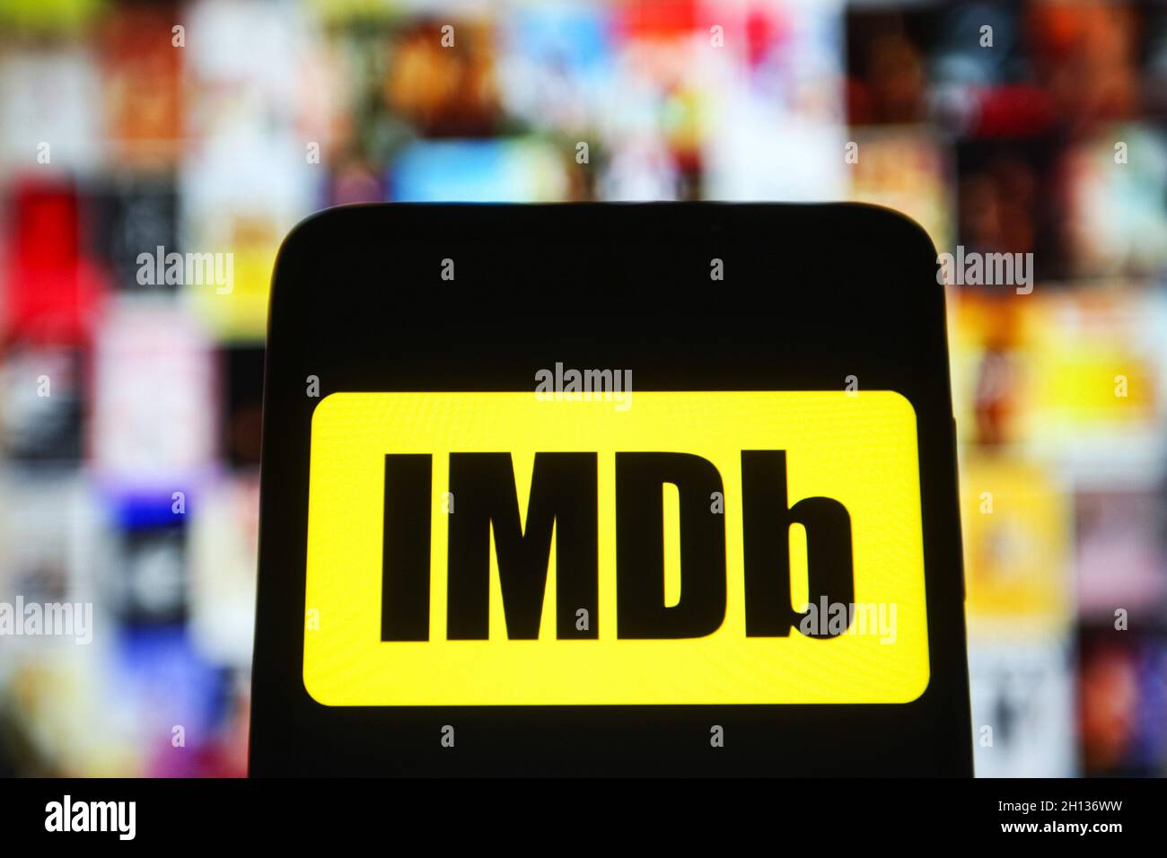 In this photo illustration, IMDb (Internet Movie Database) logo is seen ...