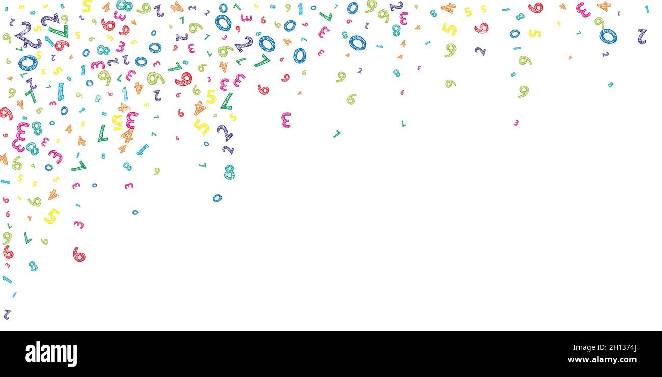 Falling colorful messy numbers. Math study concept with flying digits ...