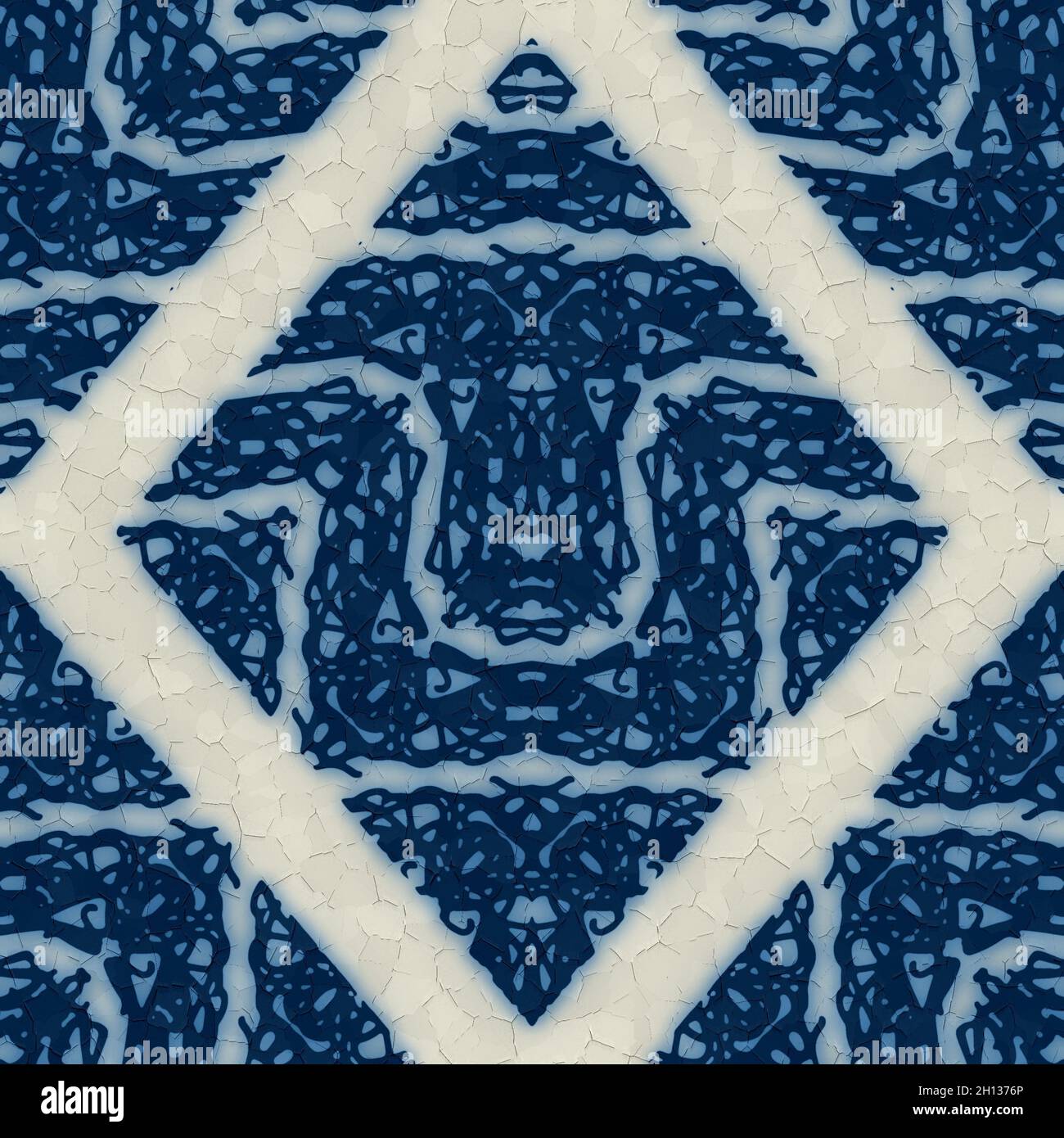 Seamless blue and white ceramic tile ornate damask pattern for surface ...