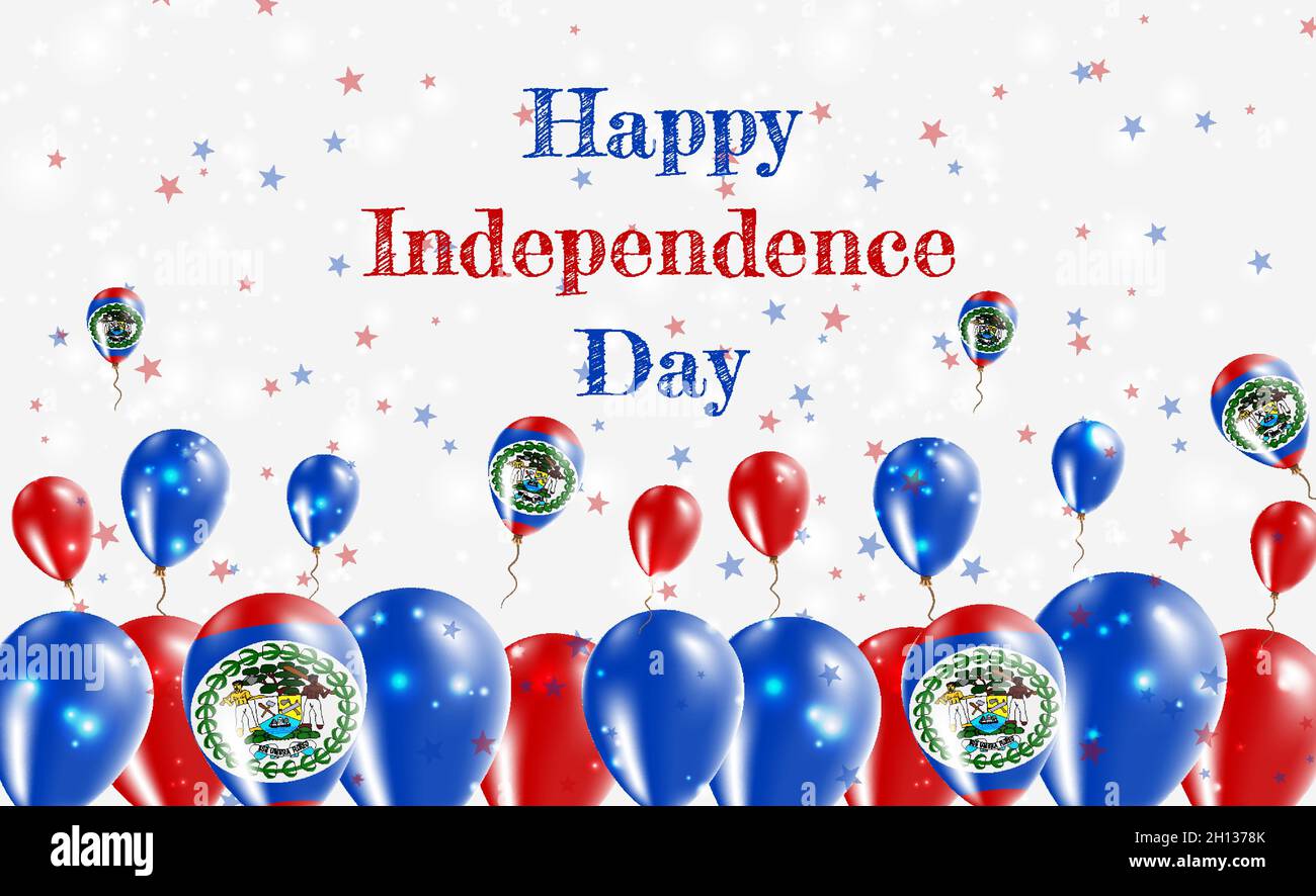 Belize Independence Day Patriotic Design. Balloons in Belizean National ...