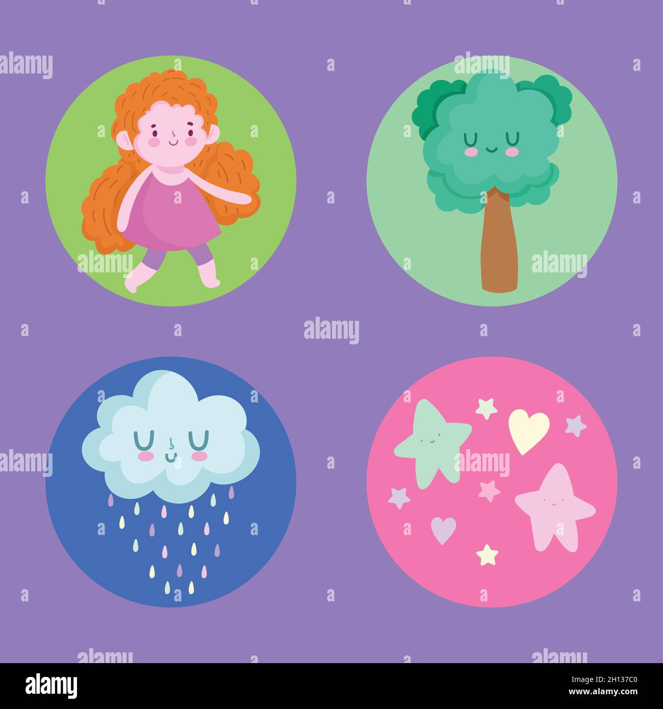 set of girl and tree Stock Vector Image & Art - Alamy