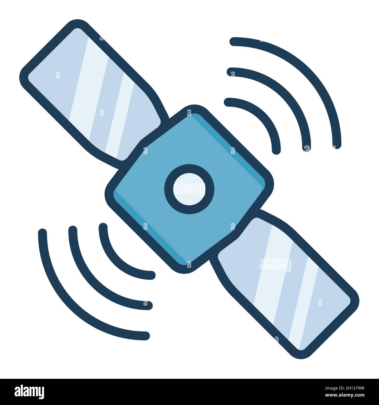 satellite signal communication space single isolated icon with filled ...