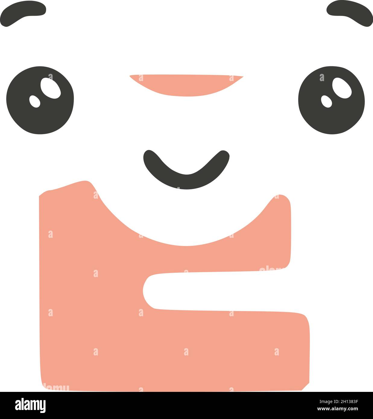 Letter E cute kawaii character isolated on white background, vector ...