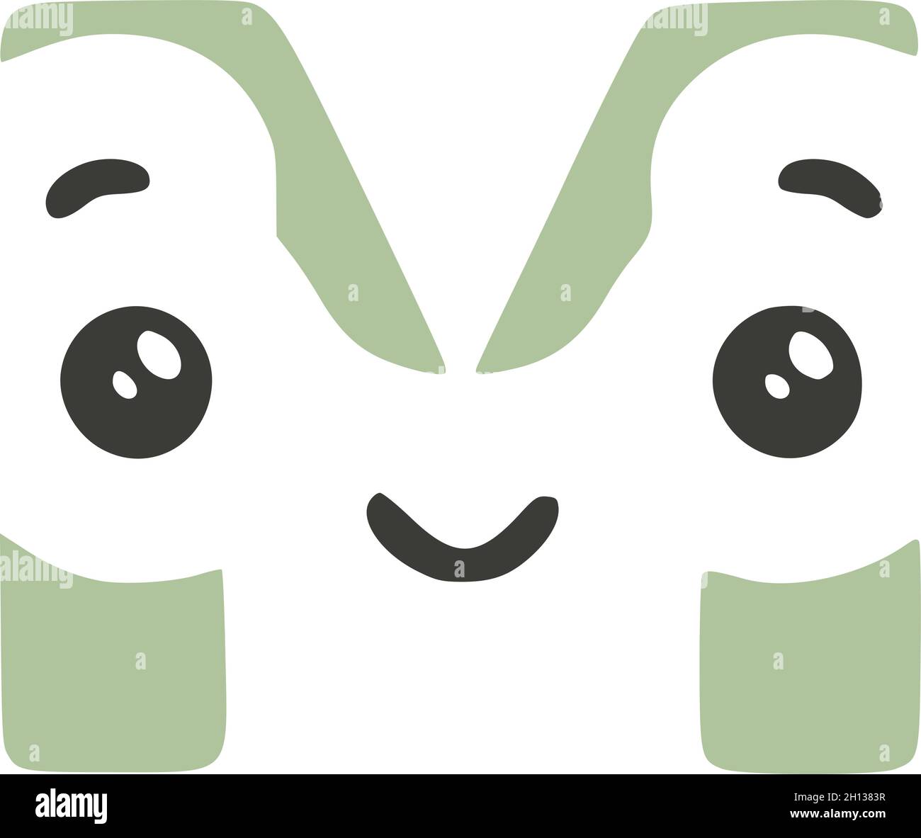 Letter M cute kawaii character isolated on white background, vector ...