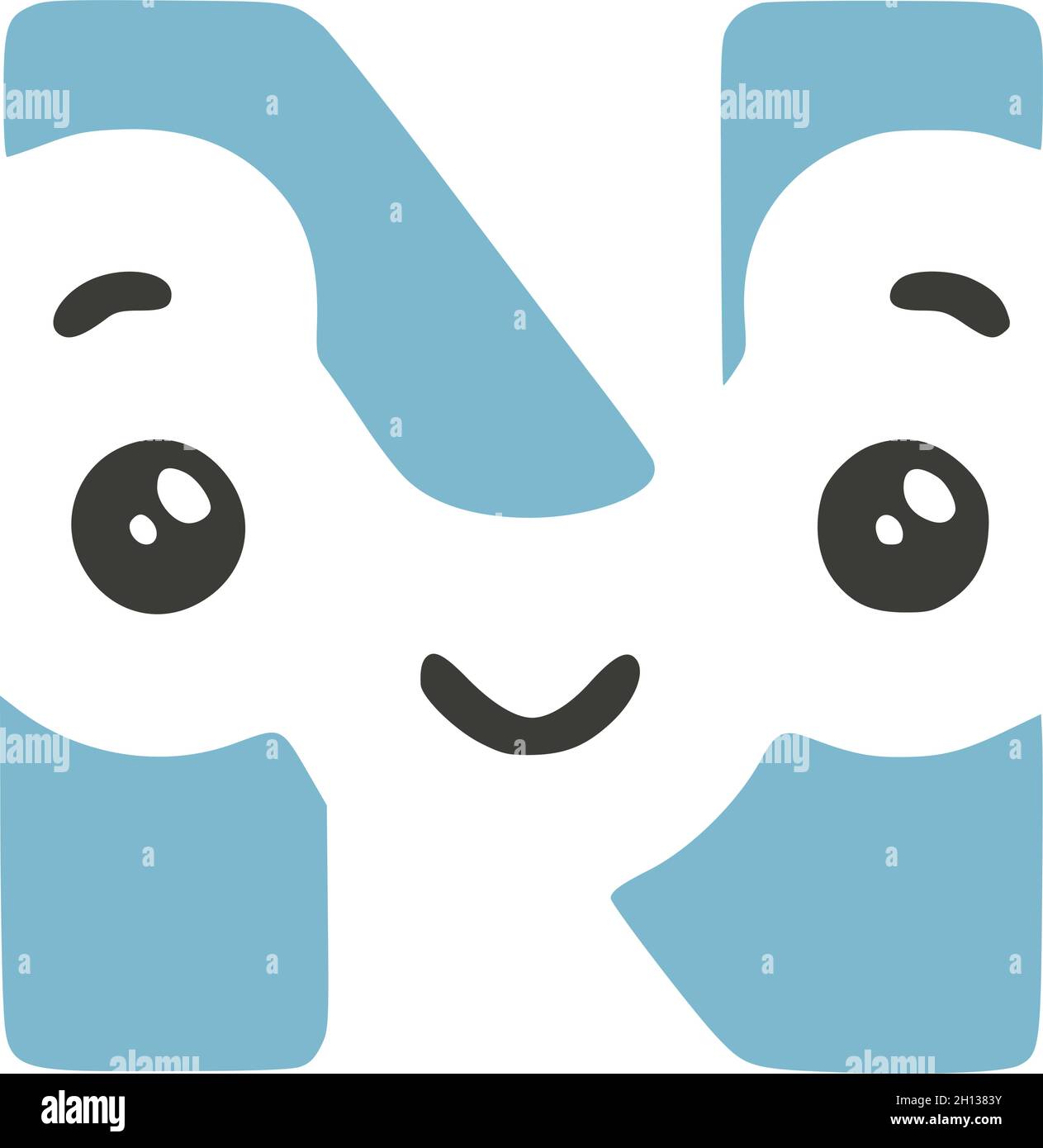 Letter N cute kawaii character isolated on white background, vector ...