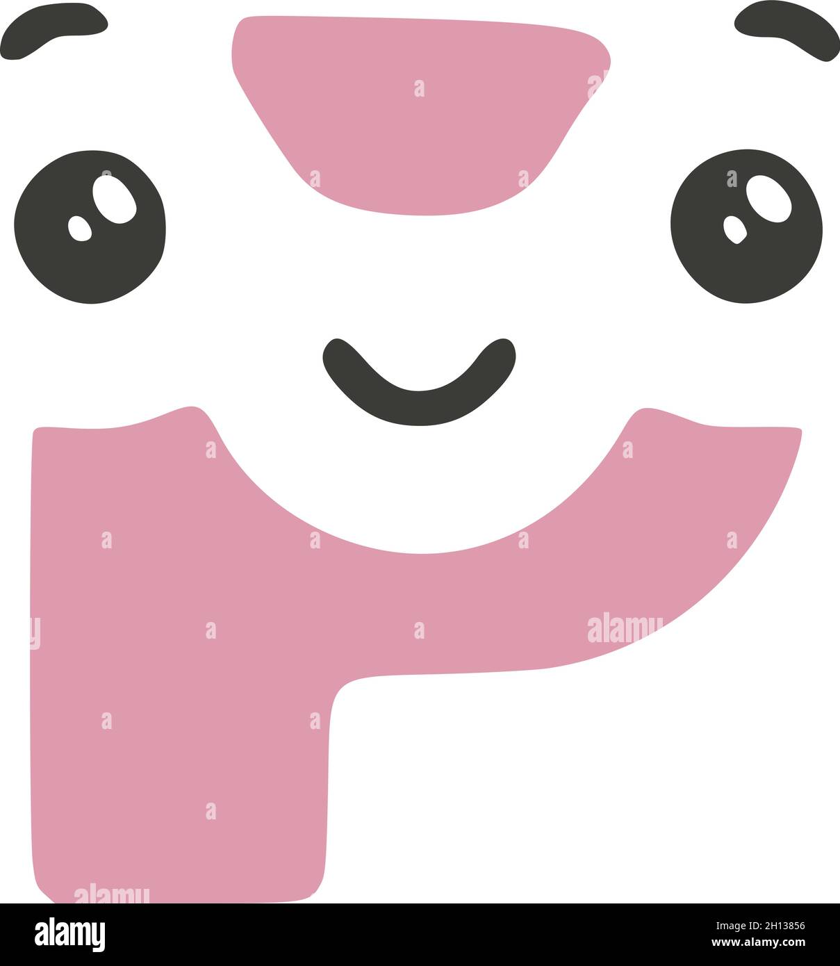 Letter P cute kawaii character isolated on white background, vector ...
