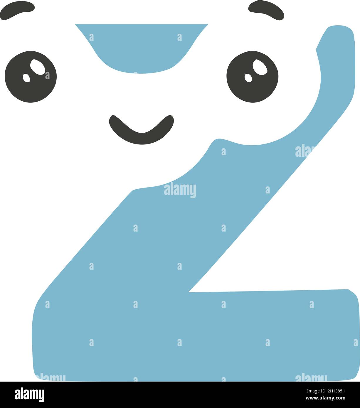 Letter Z cute kawaii character isolated on white background, vector ...