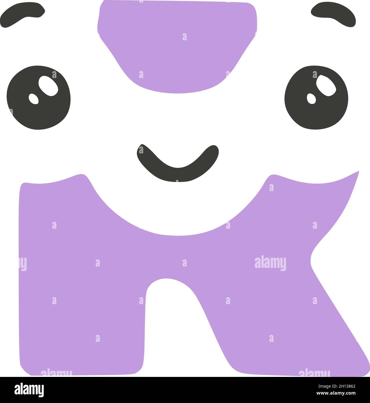 Letter R cute kawaii character isolated on white background, vector ...