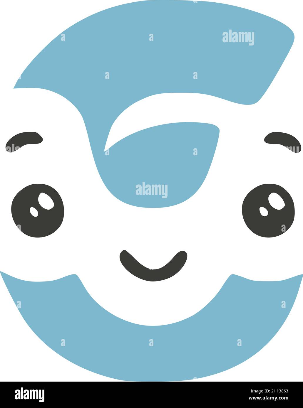 Number 6 cute kawaii character isolated on white background, vector ...