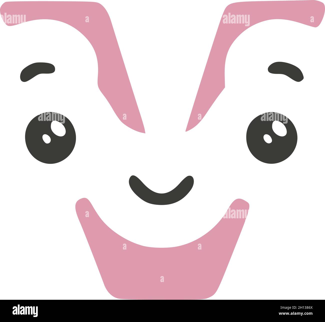 Letter V cute kawaii character isolated on white background, vector ...