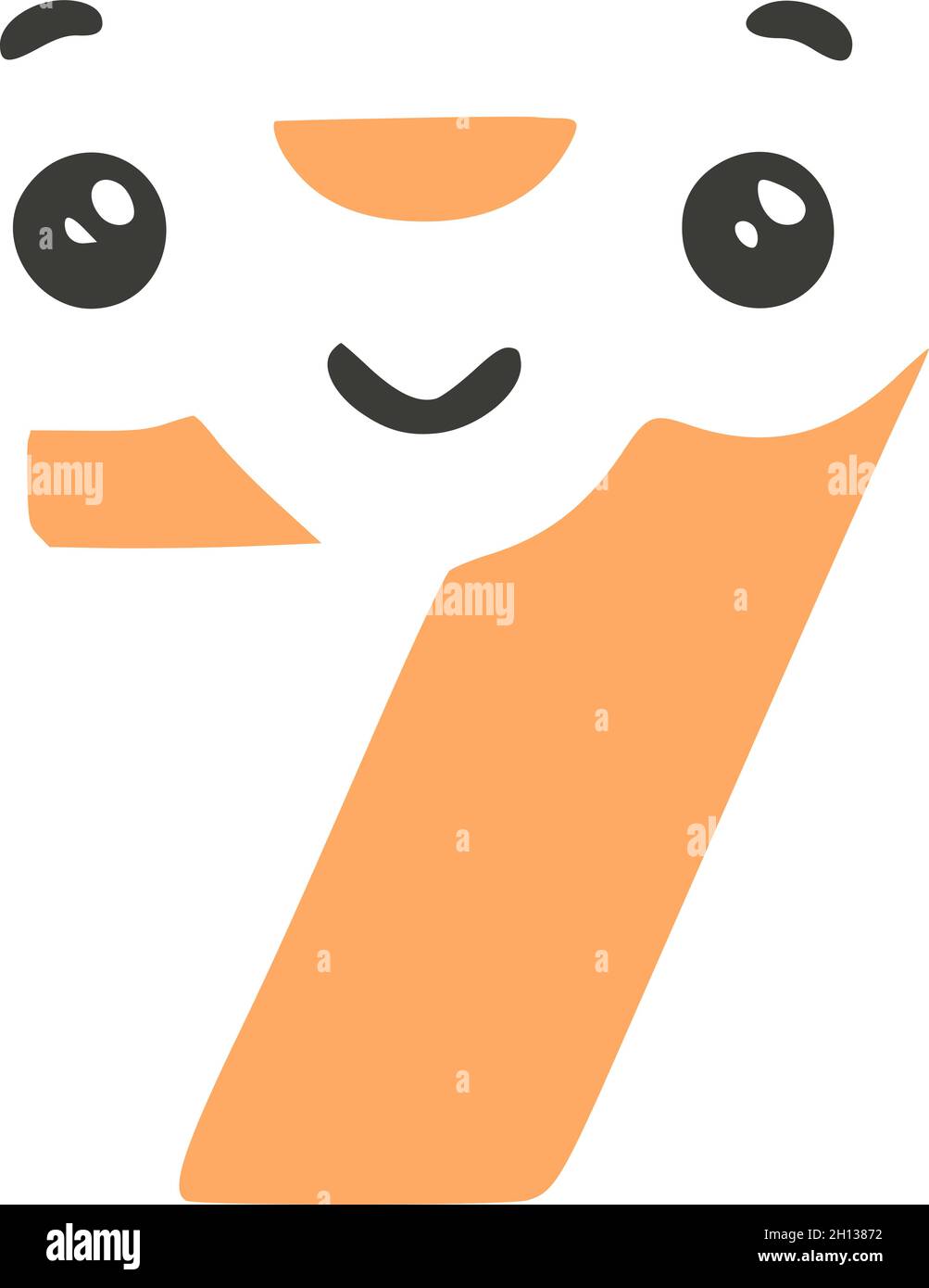Number 7 cute kawaii character isolated on white background, vector ...