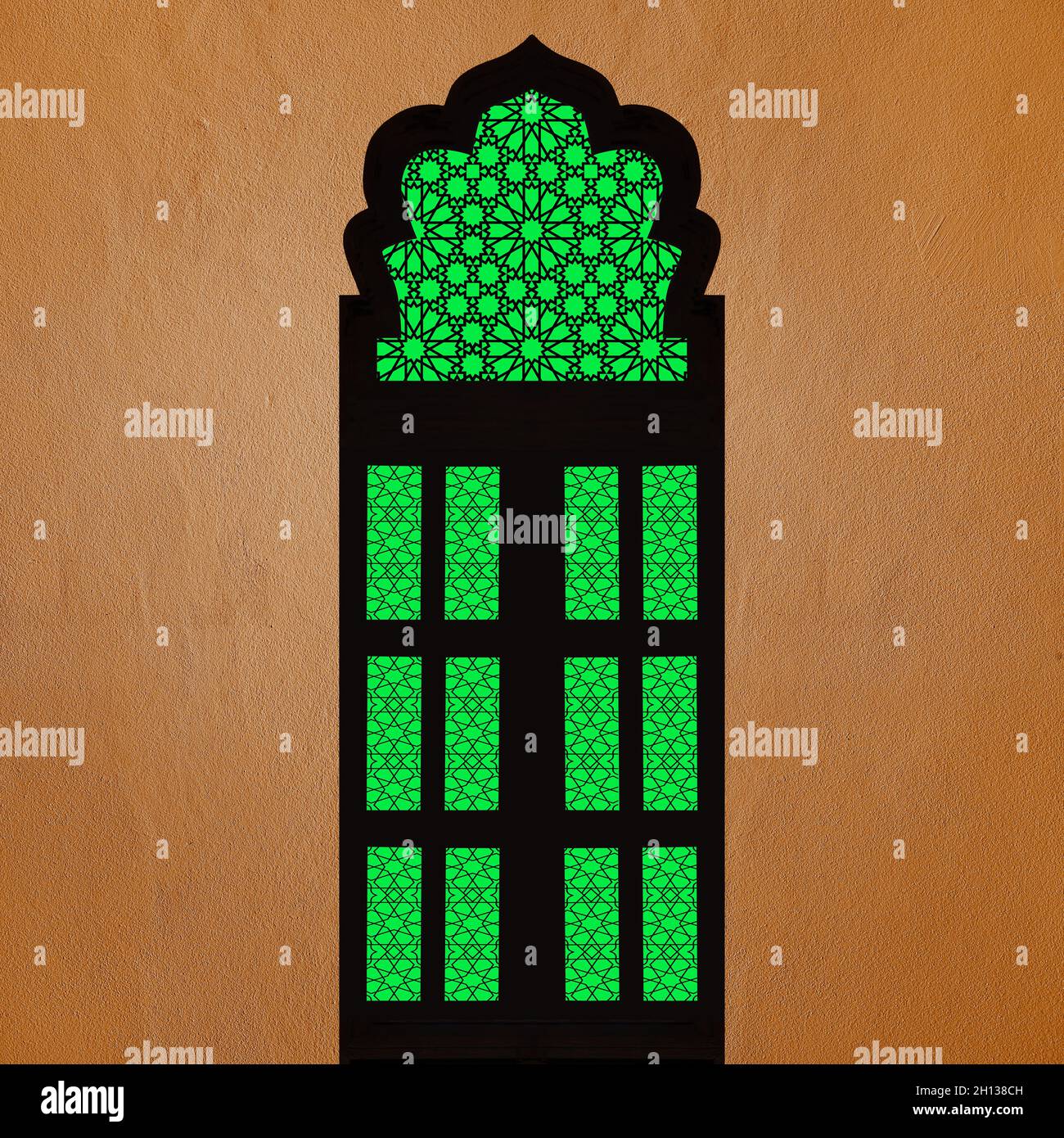 Traditional Indian style window with orange concrete wall Stock Photo ...