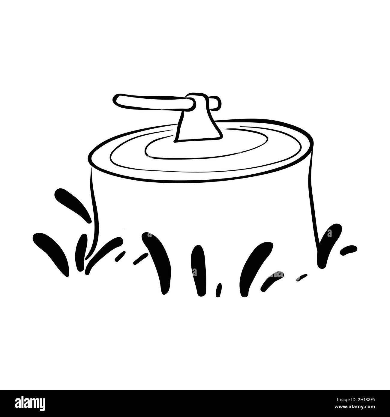 Cutting tree with axe Black and White Stock Photos & Images - Alamy