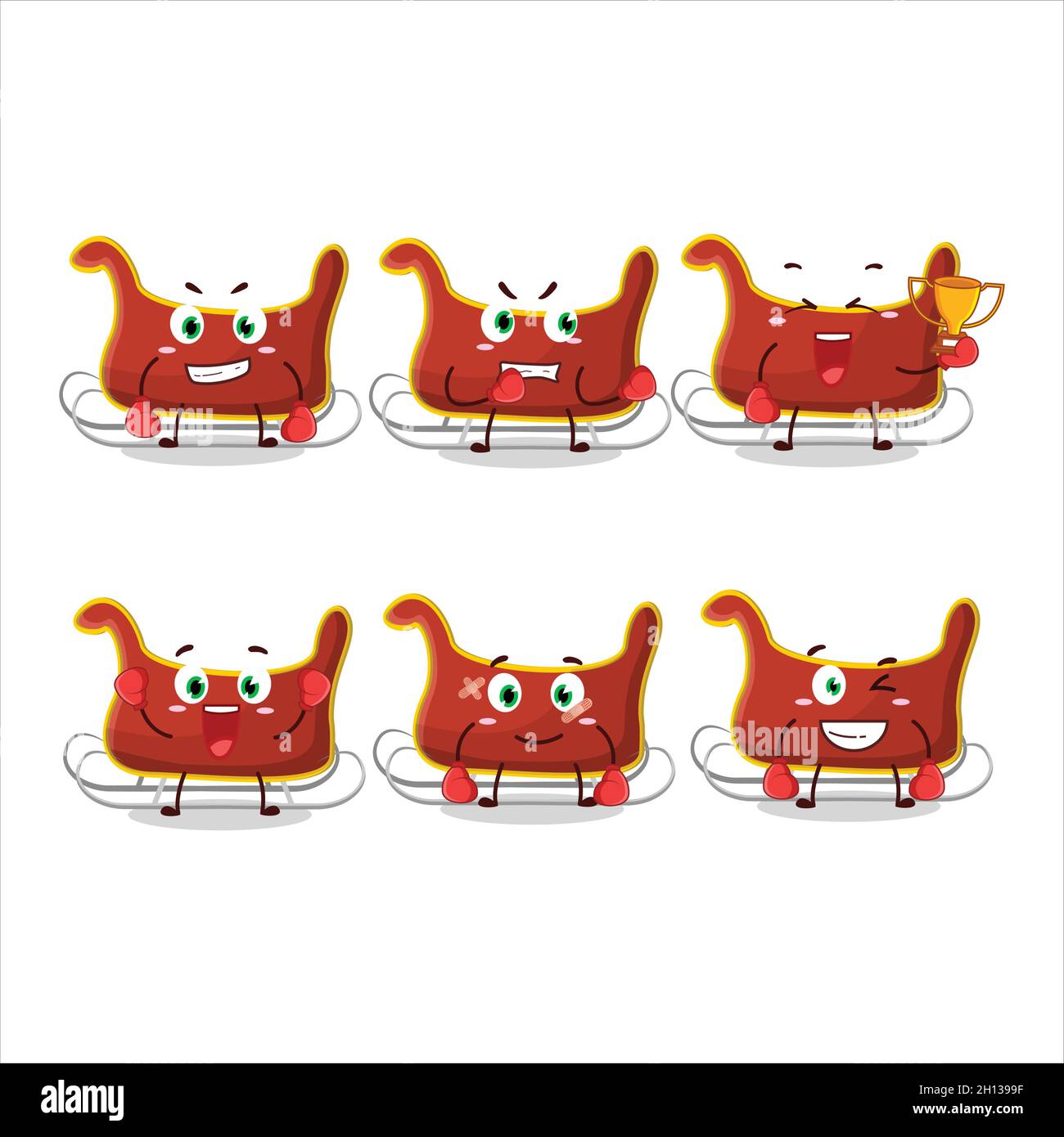 A sporty santa carriage boxing athlete cartoon mascot design. Vector ...