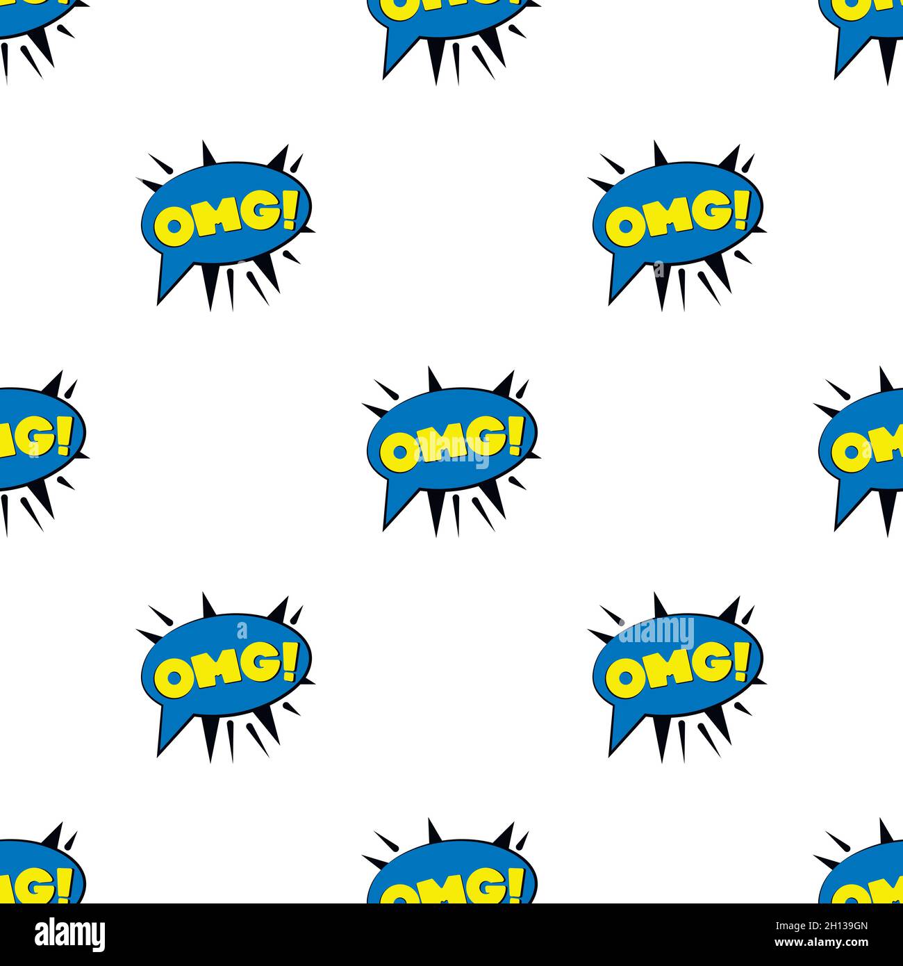 Omg explosion sound effect speech bubble pattern seamless background ...