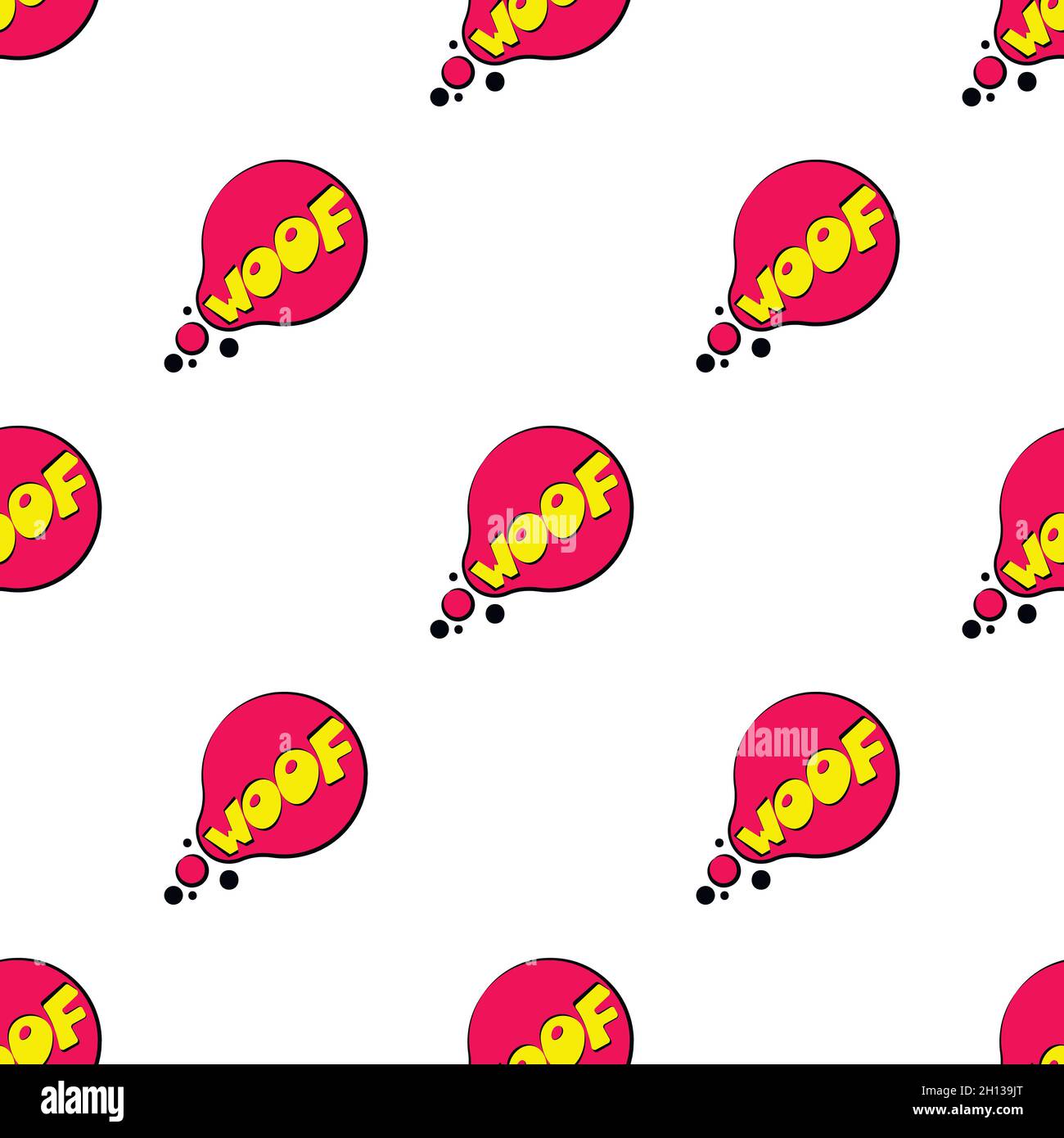 Woof sound effect speech bubble pattern seamless background texture ...