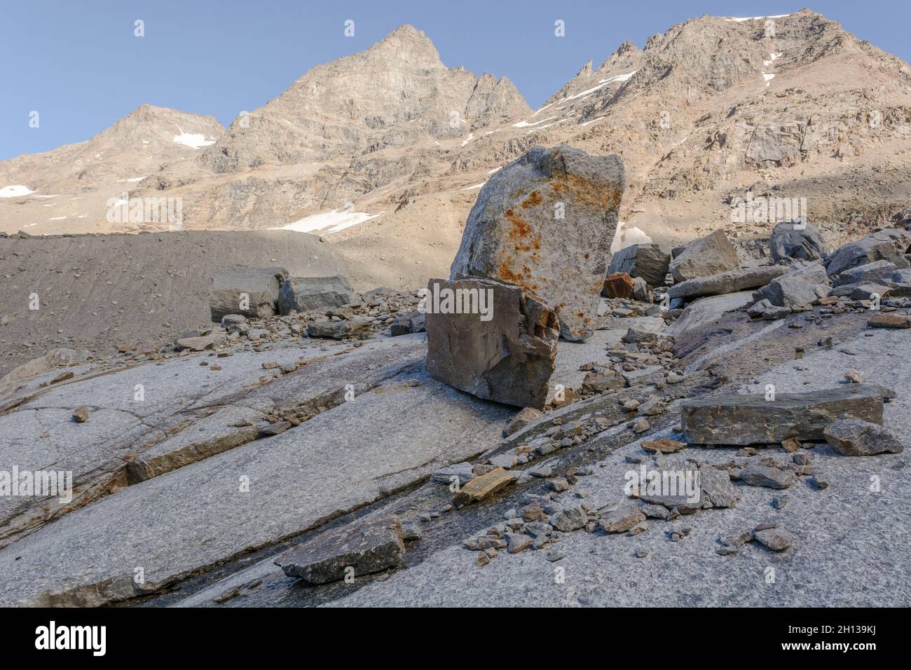 Rocky mountains in the Italian Alps in the Grand Paradis national park ...