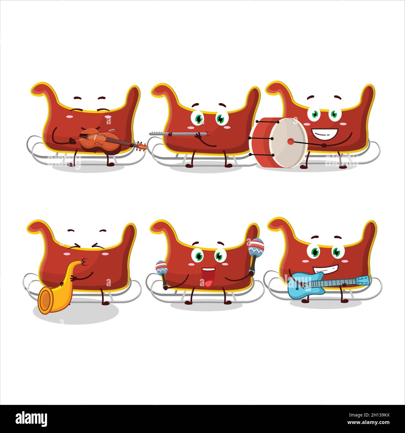 Cartoon character of santa carriage playing some musical instruments ...