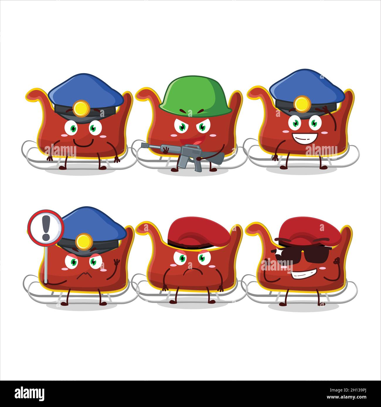 A dedicated Police officer of santa carriage mascot design style ...