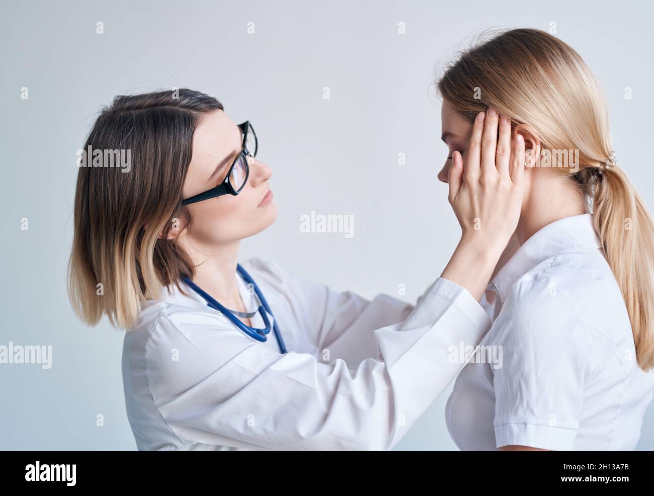 cardiologist patient examination health care isolated background Stock ...