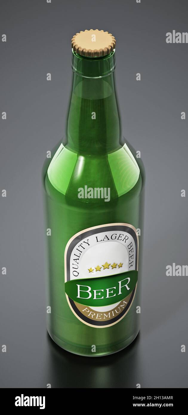 Generic beer bottle isolated on black background. 3D illustration Stock ...