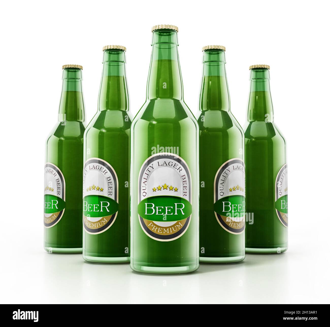 Generic beer bottles isolated on white background. 3D illustration ...