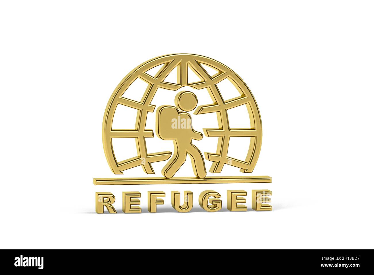 Golden 3D refugee icon isolated on white background - 3D render Stock ...