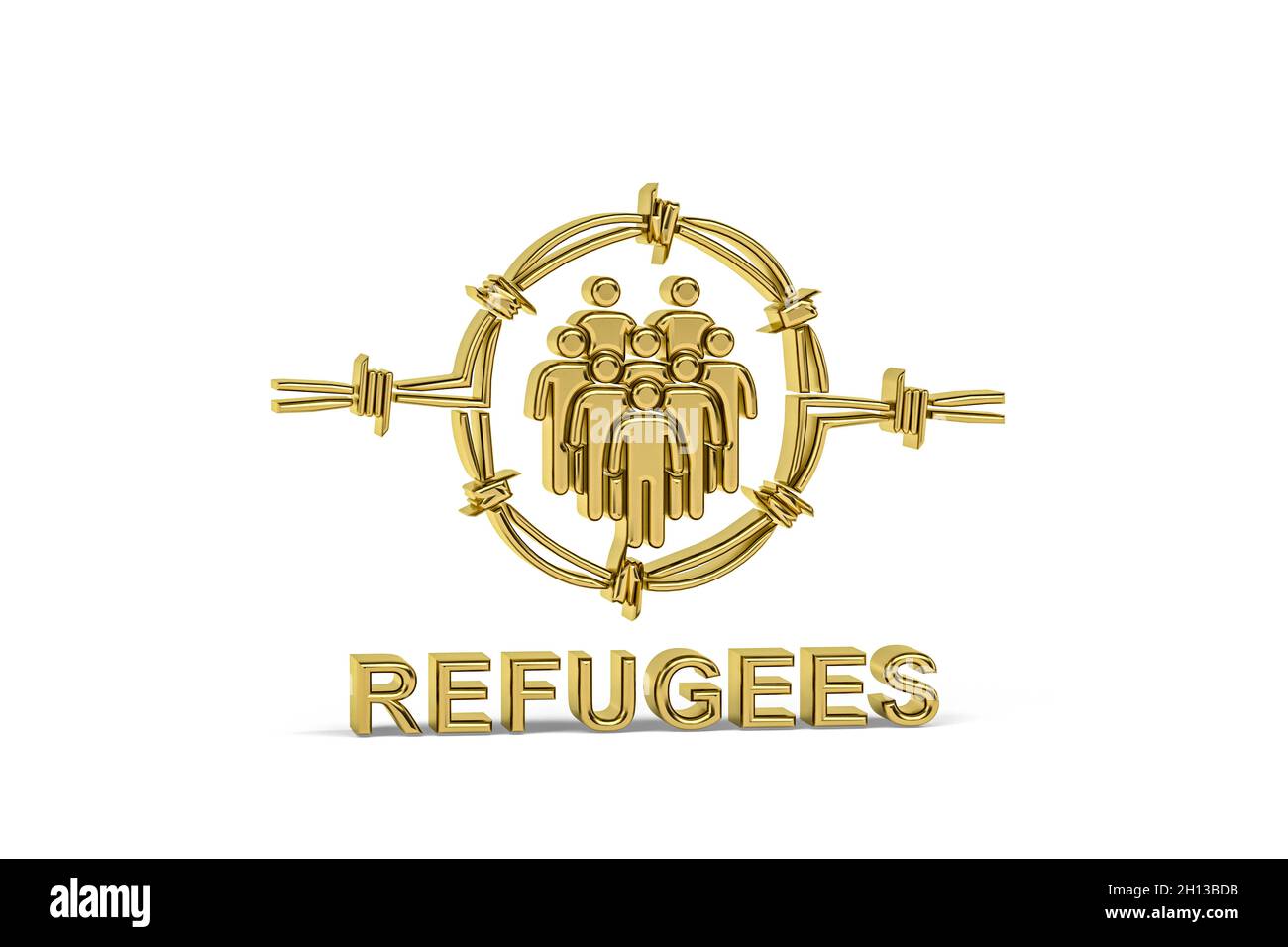 Golden 3D refugee icon isolated on white background - 3D render Stock ...