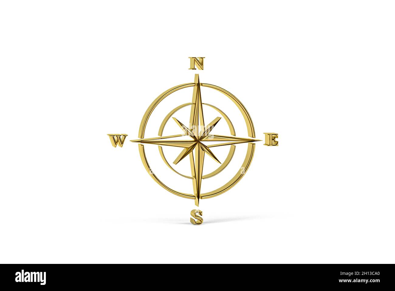 Golden 3D compass icon isolated on white background - 3D render Stock ...