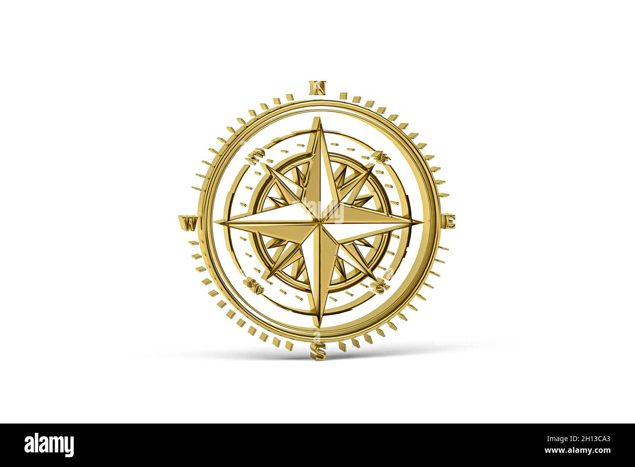 Golden 3D compass icon isolated on white background - 3D render Stock ...