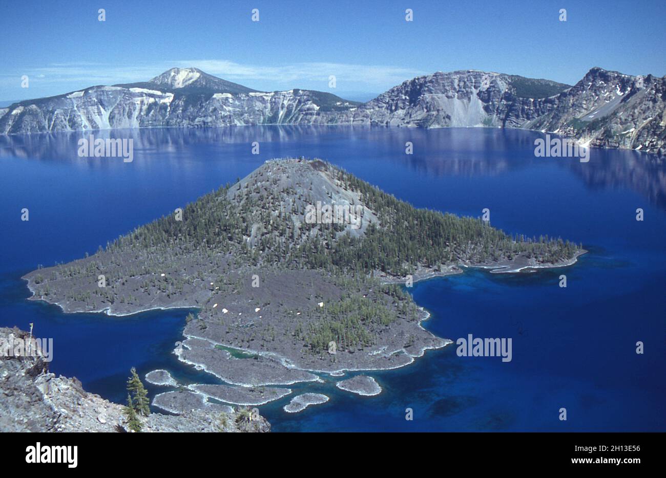 Crater Lake with Wizard island, Oregon, USA Stock Photo - Alamy