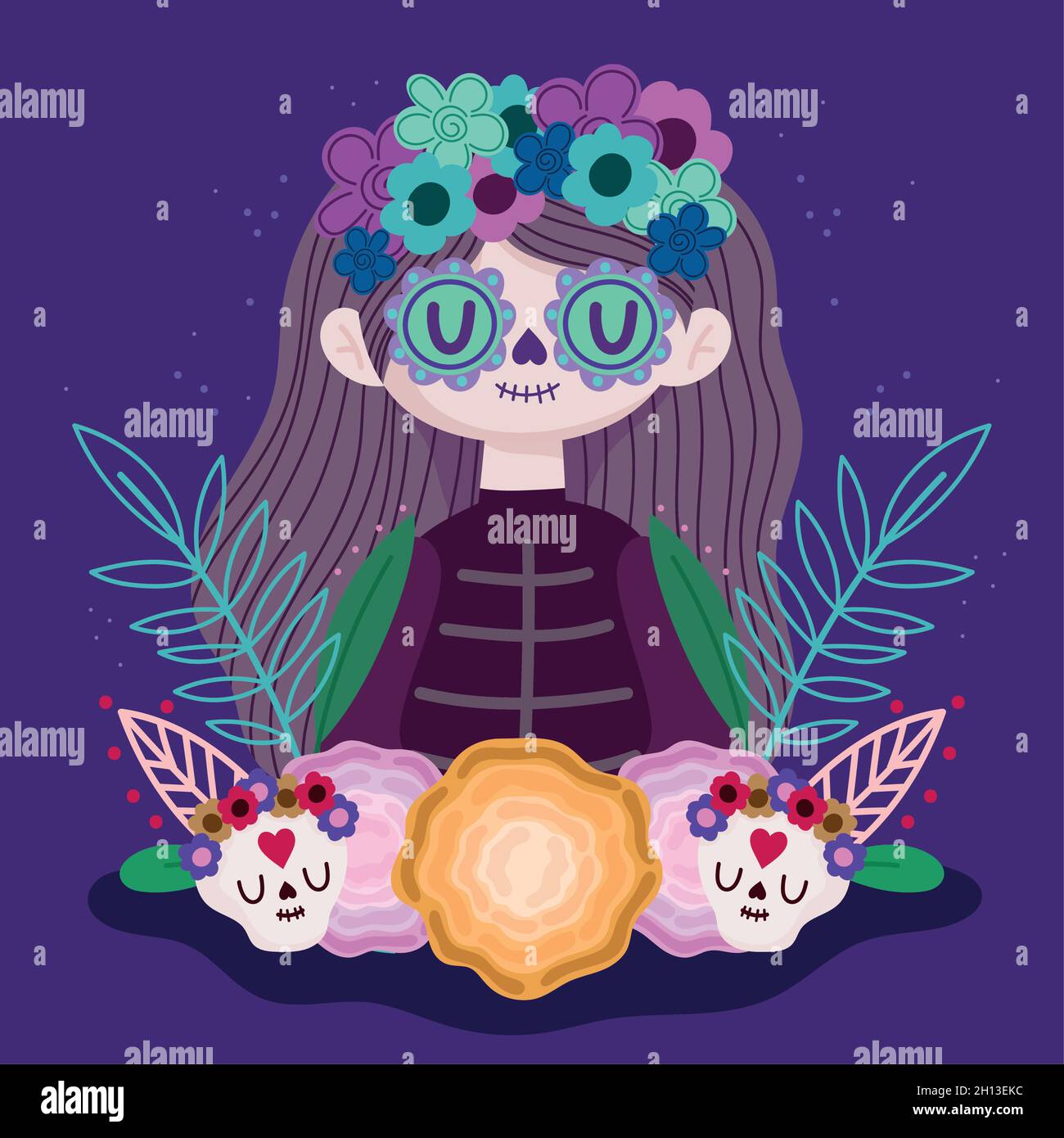 mexican catrina cartoon Stock Vector Image & Art - Alamy