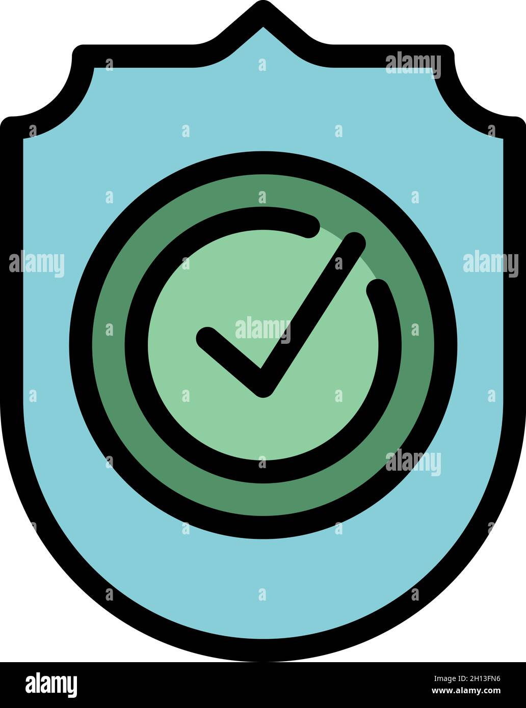 Shield check icon. Outline shield check vector icon color flat isolated ...