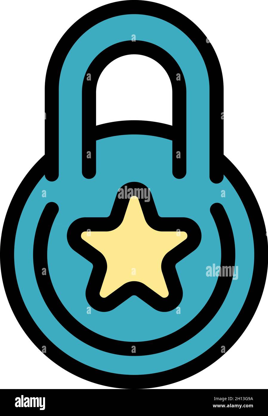 Star lock icon. Outline star lock vector icon color flat isolated Stock ...