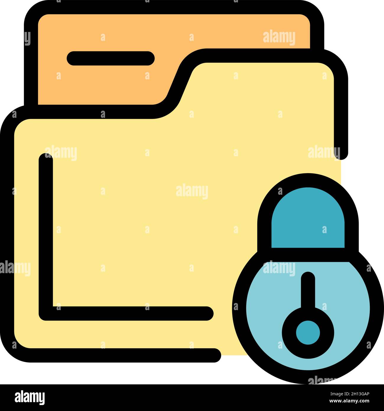 Folder lock icon. Outline folder lock vector icon color flat isolated ...