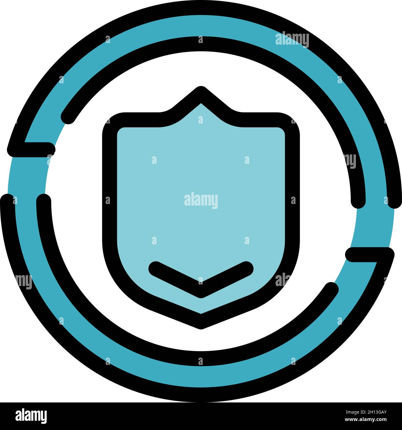 Shield protection icon. Outline shield protection vector icon color ...