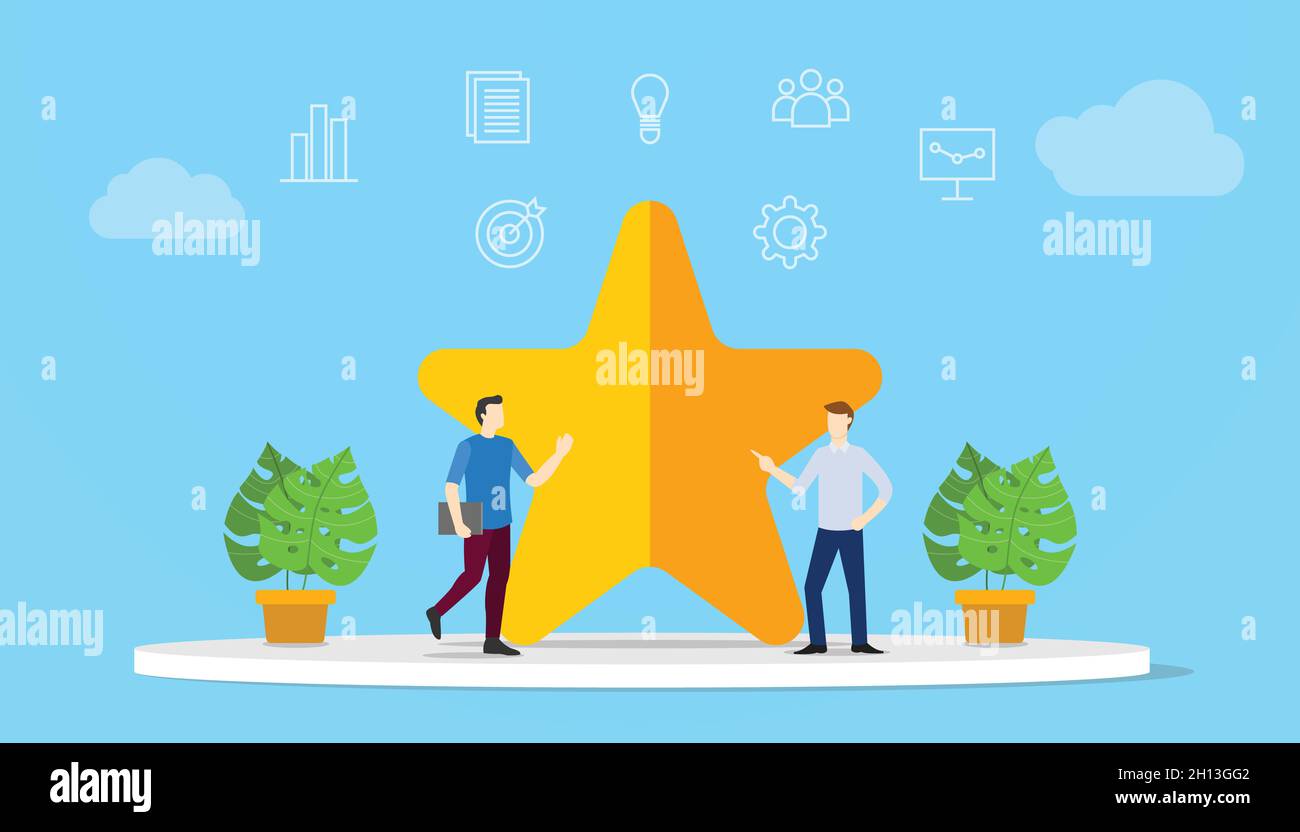 star rating concept with people analyze and research about star rate ...