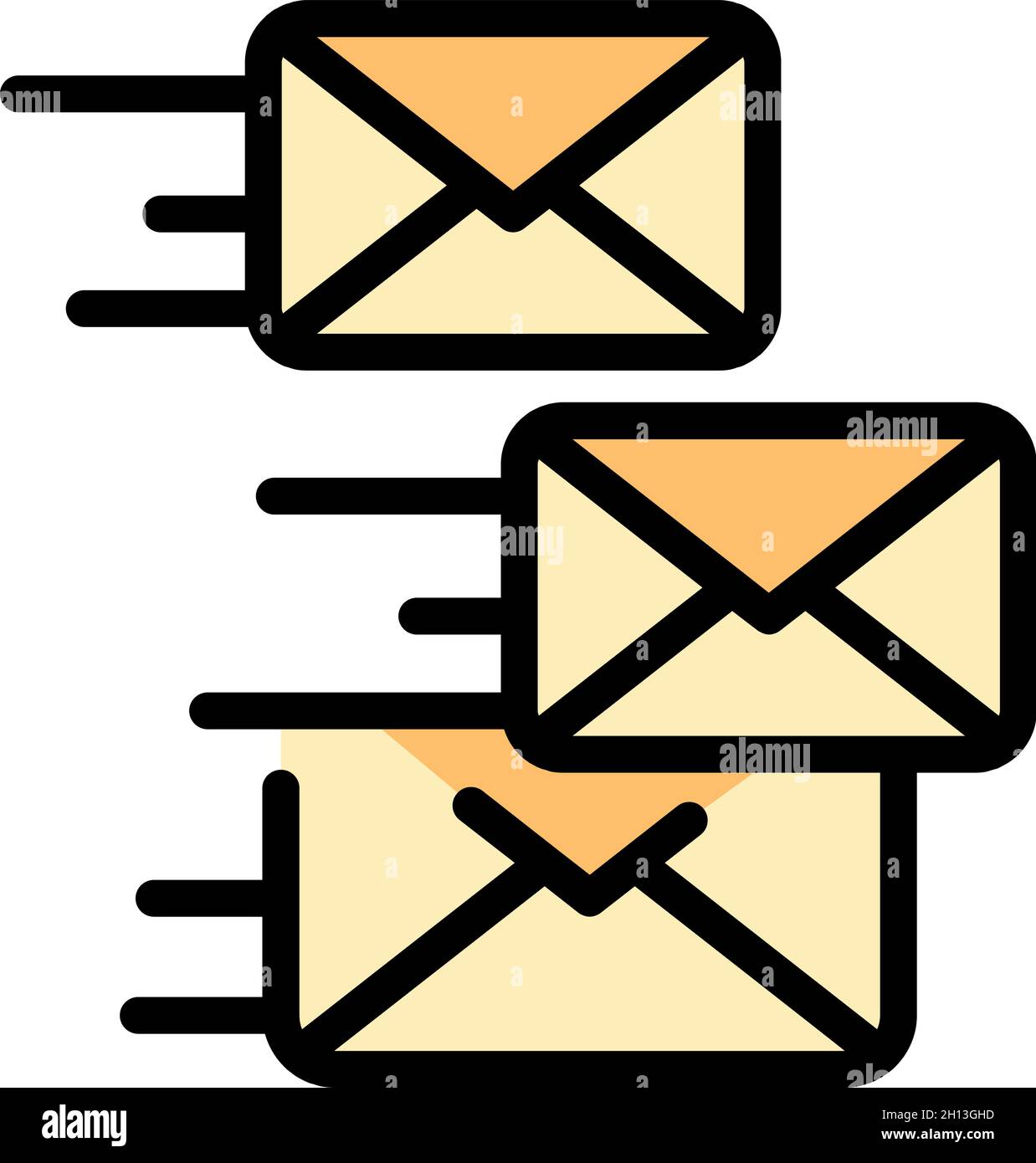 Sending emails icon. Outline sending emails vector icon color flat ...