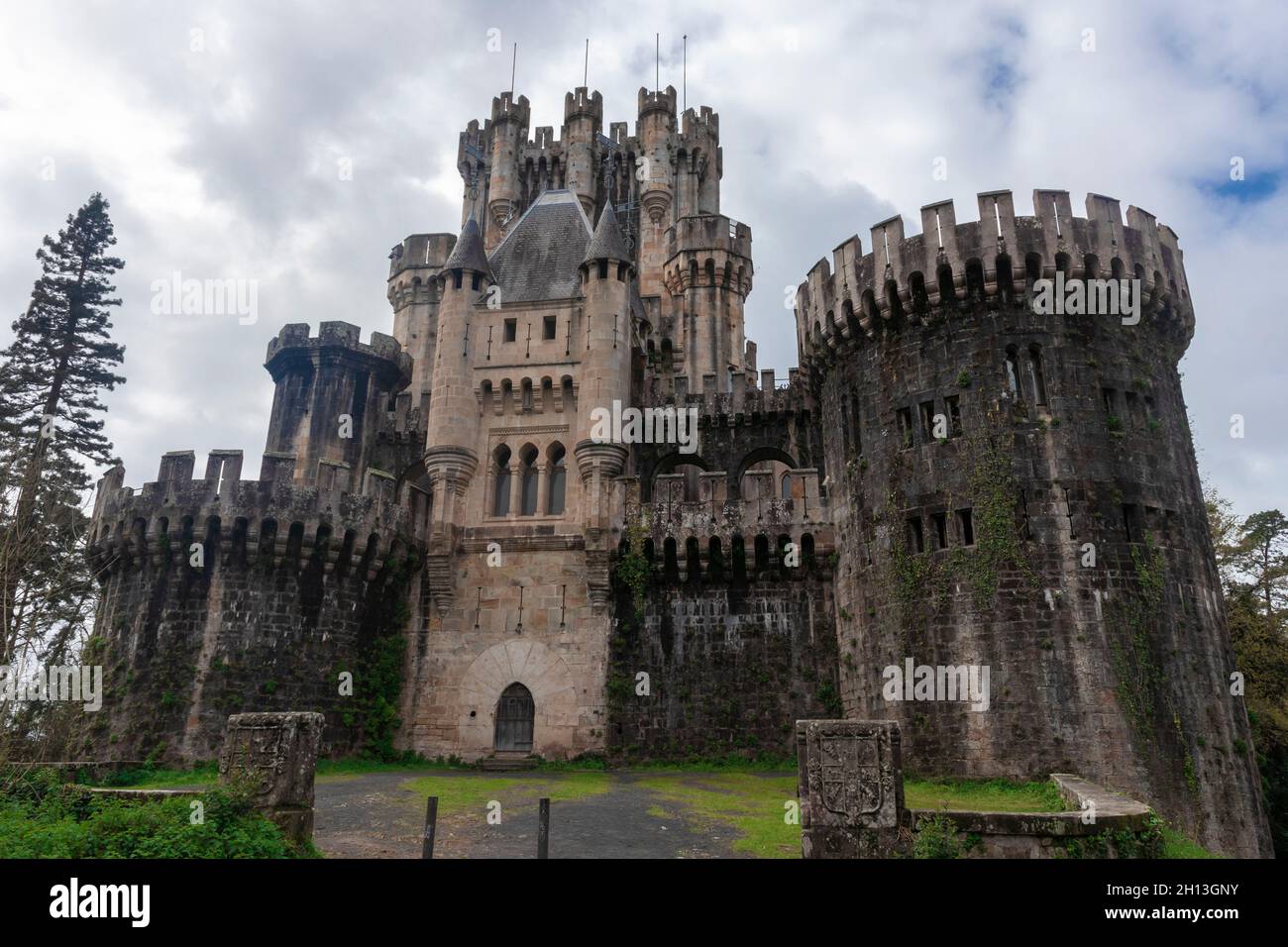 main facade of butron castle on a cloudy day Stock Photo - Alamy