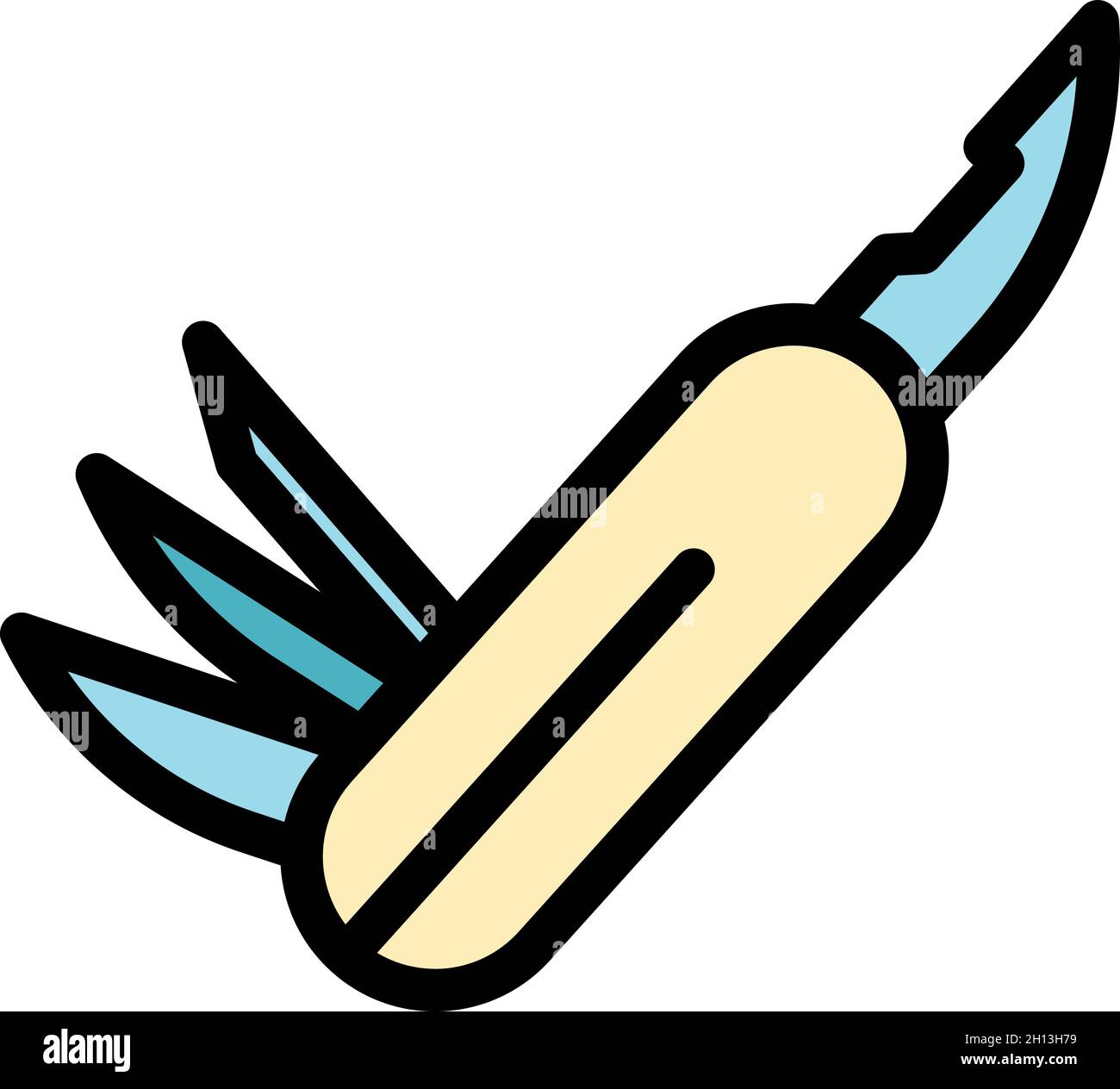 Multitool swiss icon. Outline Multitool swiss vector icon color flat ...