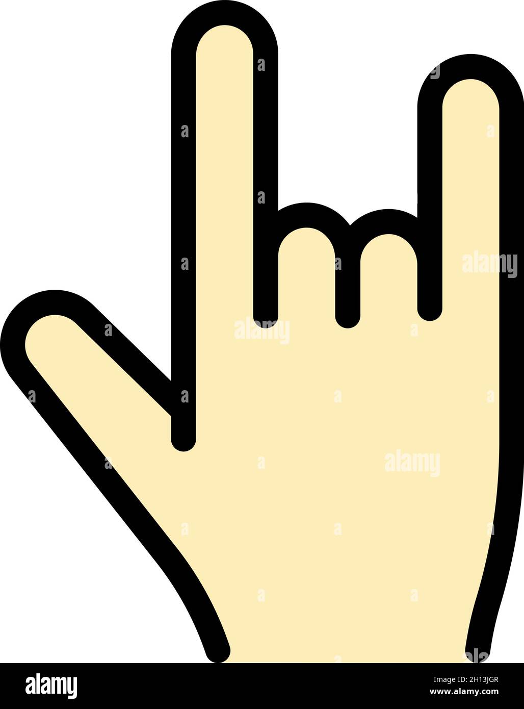 Hand gesture rock icon. Outline Hand gesture rock vector icon color ...