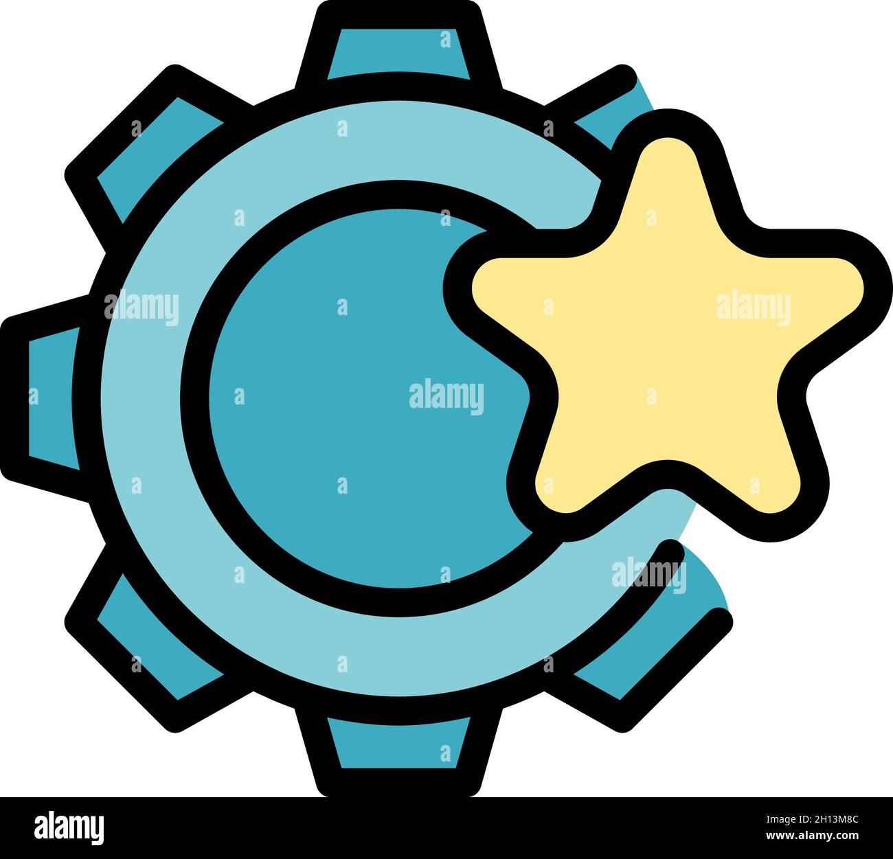 Gear star interface icon. Outline Gear star interface vector icon color ...