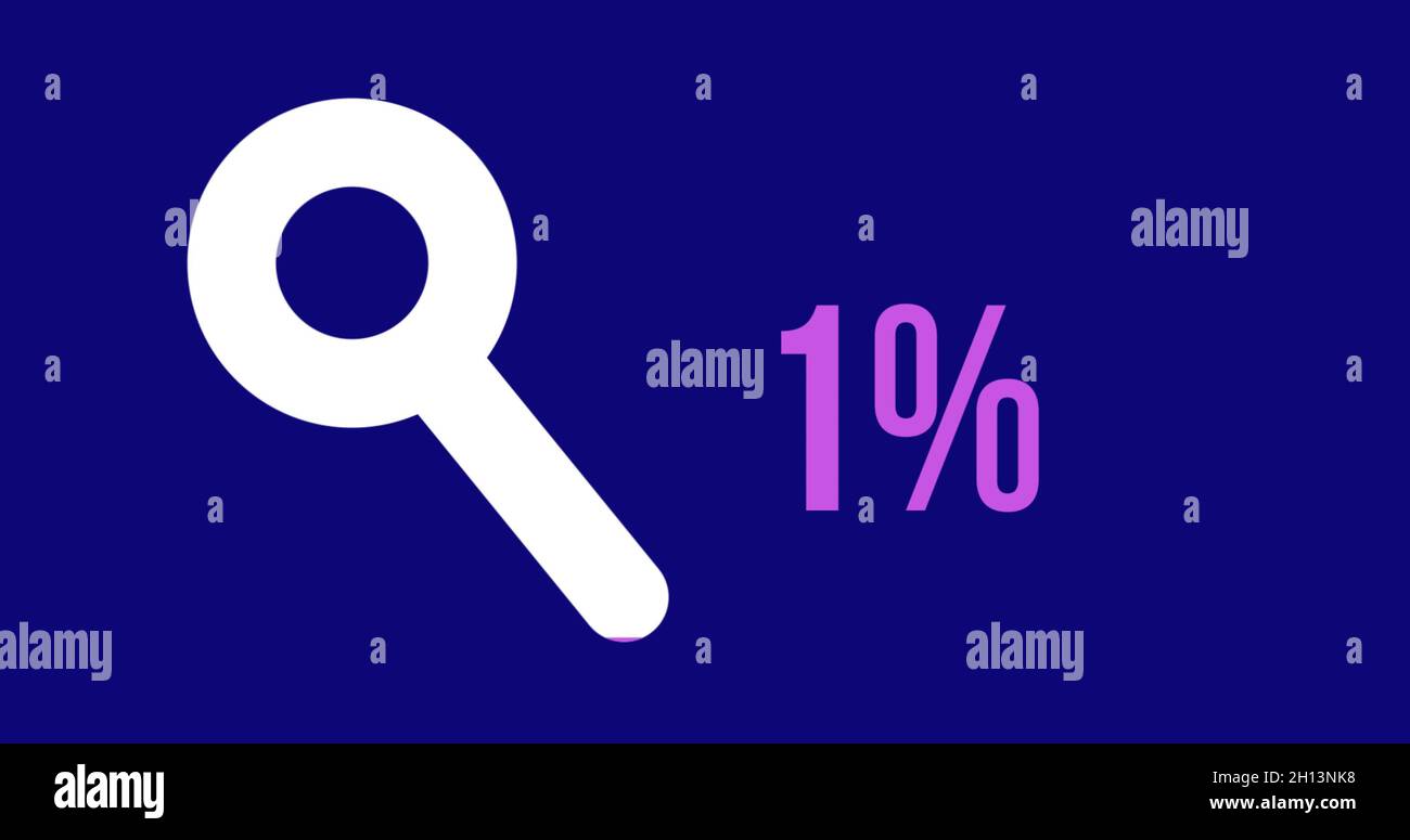 Search progress with magnifying glass icon and rising percentage in ...