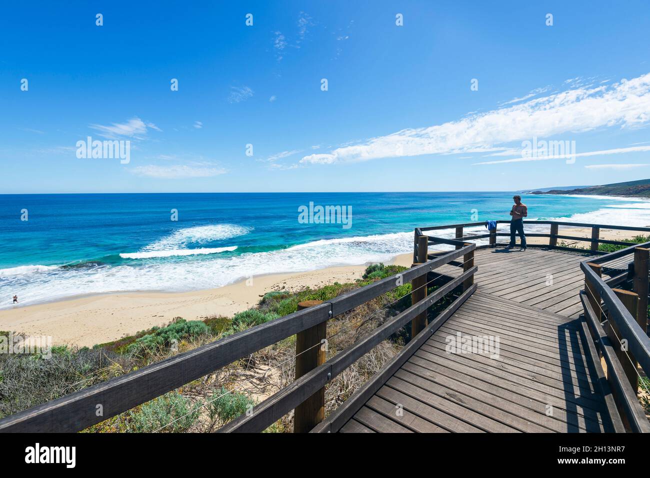 Male standing at the lookout of the surf beach near Yallingup, Western ...