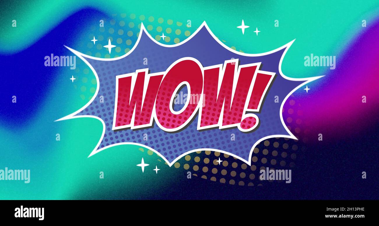 Image of wow on colorful background Stock Photo - Alamy